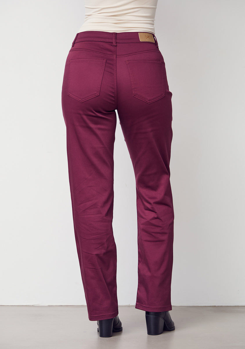 Isay Long Straight Pant - Wine – isay.dk
