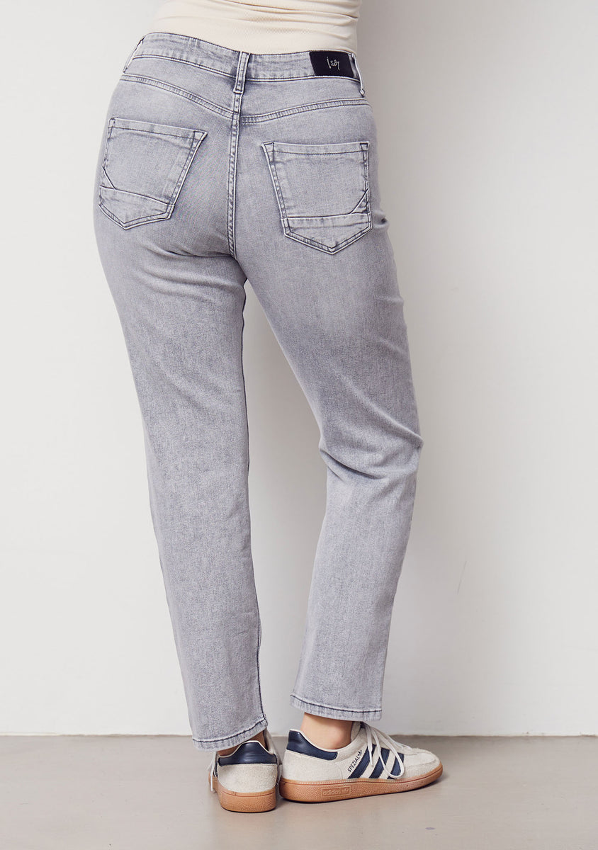Monza Straight Jeans - Light Grey Washed – isay.dk